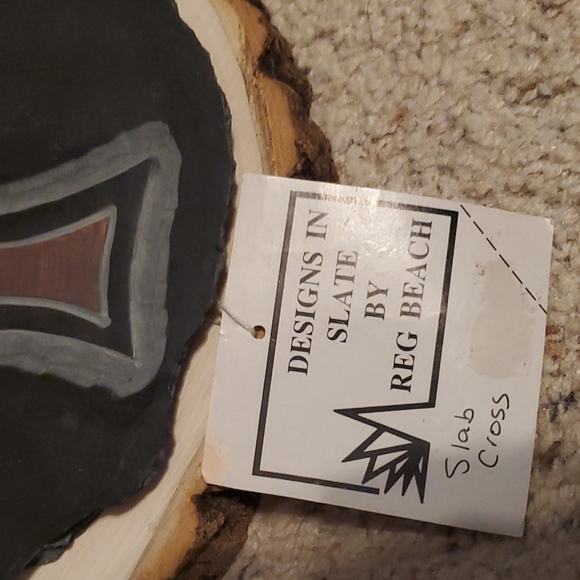 Reg Beach | Wall Decor | Reg Beach Slate Cross Design Carving Hanging ...